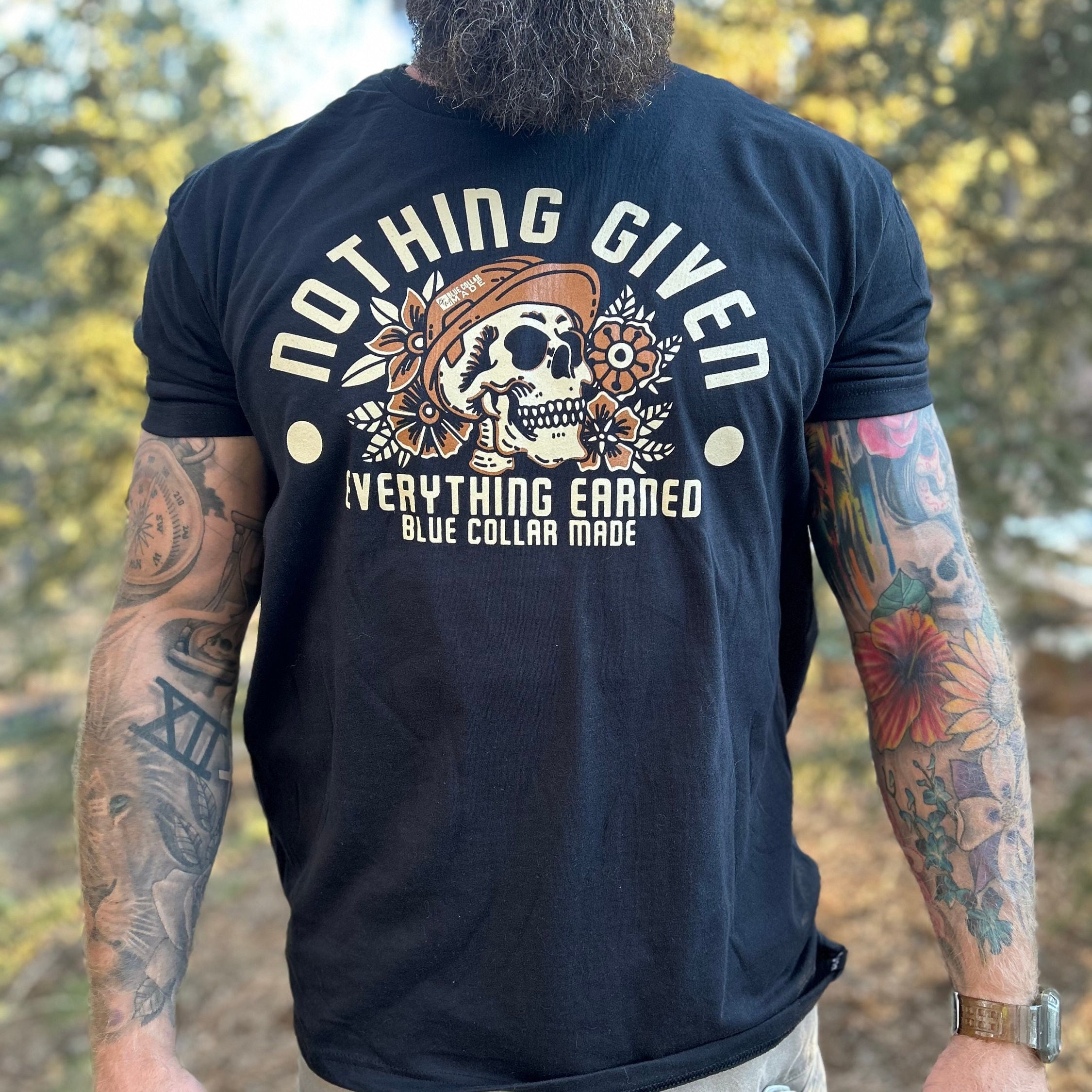 Blue Collar T-shirt Blue Collar Hardhat Skull Support the Trades ...