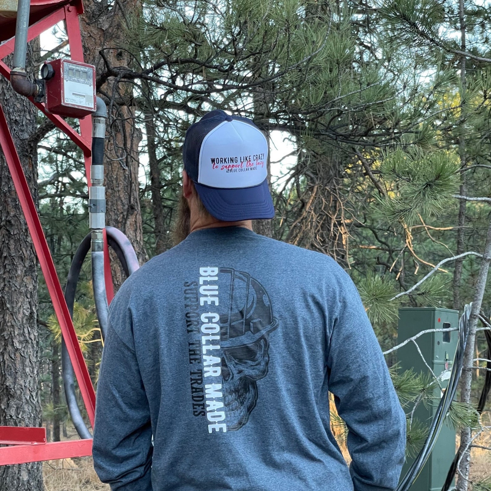 Blue Collar Hat | Working Like Crazy | Blue Collar Gifts | Blue Collar ...