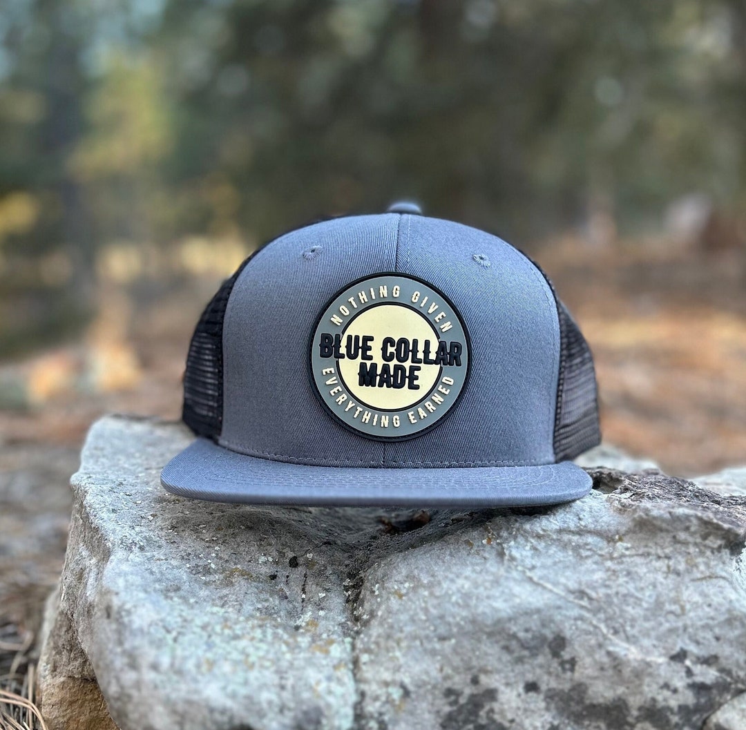 Blue Collar Flat Brim Snapback Support the Trades Welder Hat Tradesmen ...