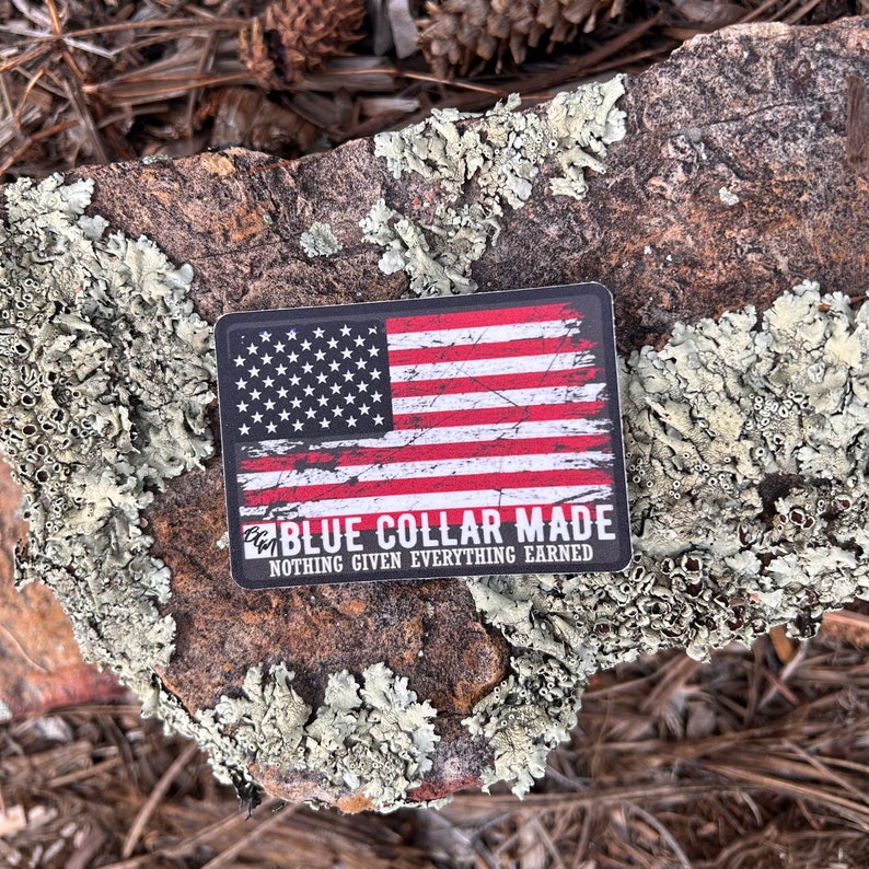 American Flag Blue Collar Hard Hat Sticker | Tradesman Vinyl Decal - Etsy