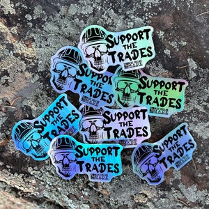 Blue Collar Working Class Vinyl Sticker | Support the Trades Skull ...