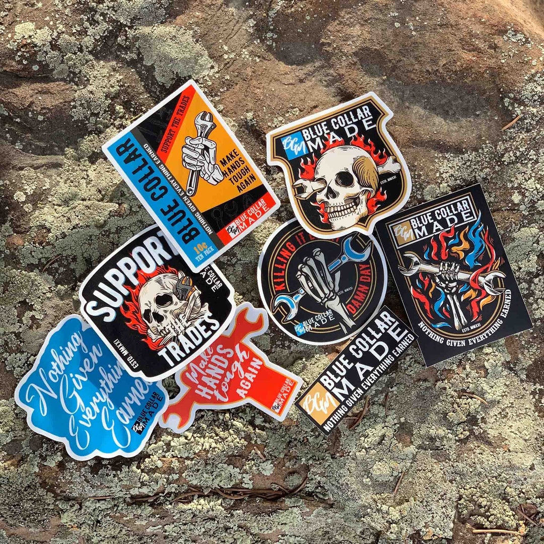 Blue Collar Hard Hat Sticker Pack | Blue Collar Stickers | Blue Collar ...