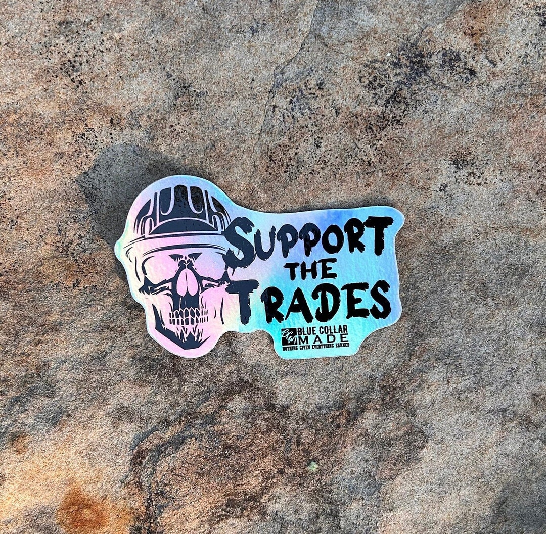 Blue Collar Working Class Vinyl Sticker | Support the Trades Skull ...