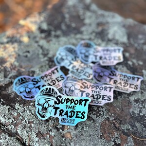 Blue Collar Working Class Vinyl Sticker | Support the Trades Skull ...