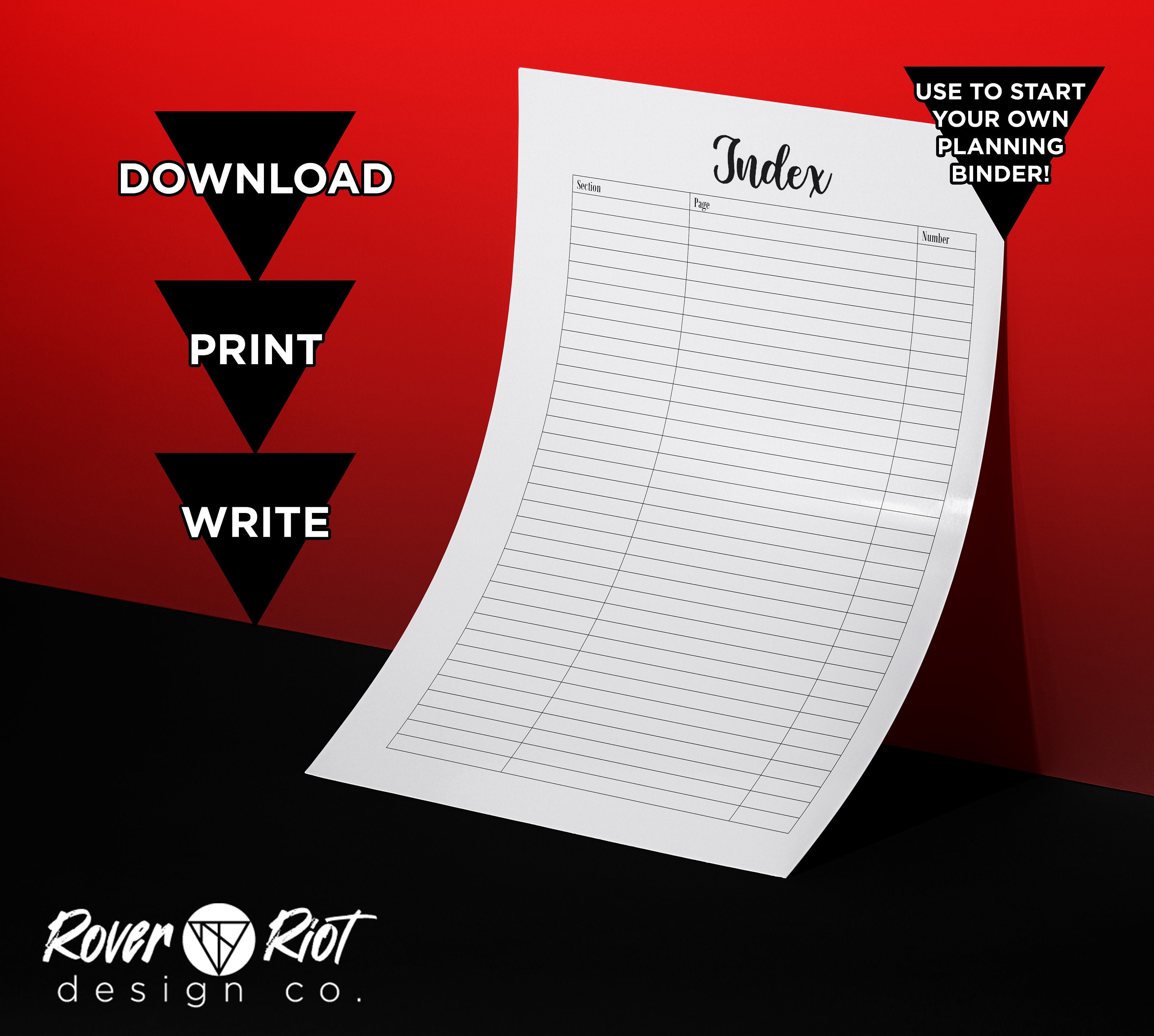 Index Printable Digital Download - Etsy