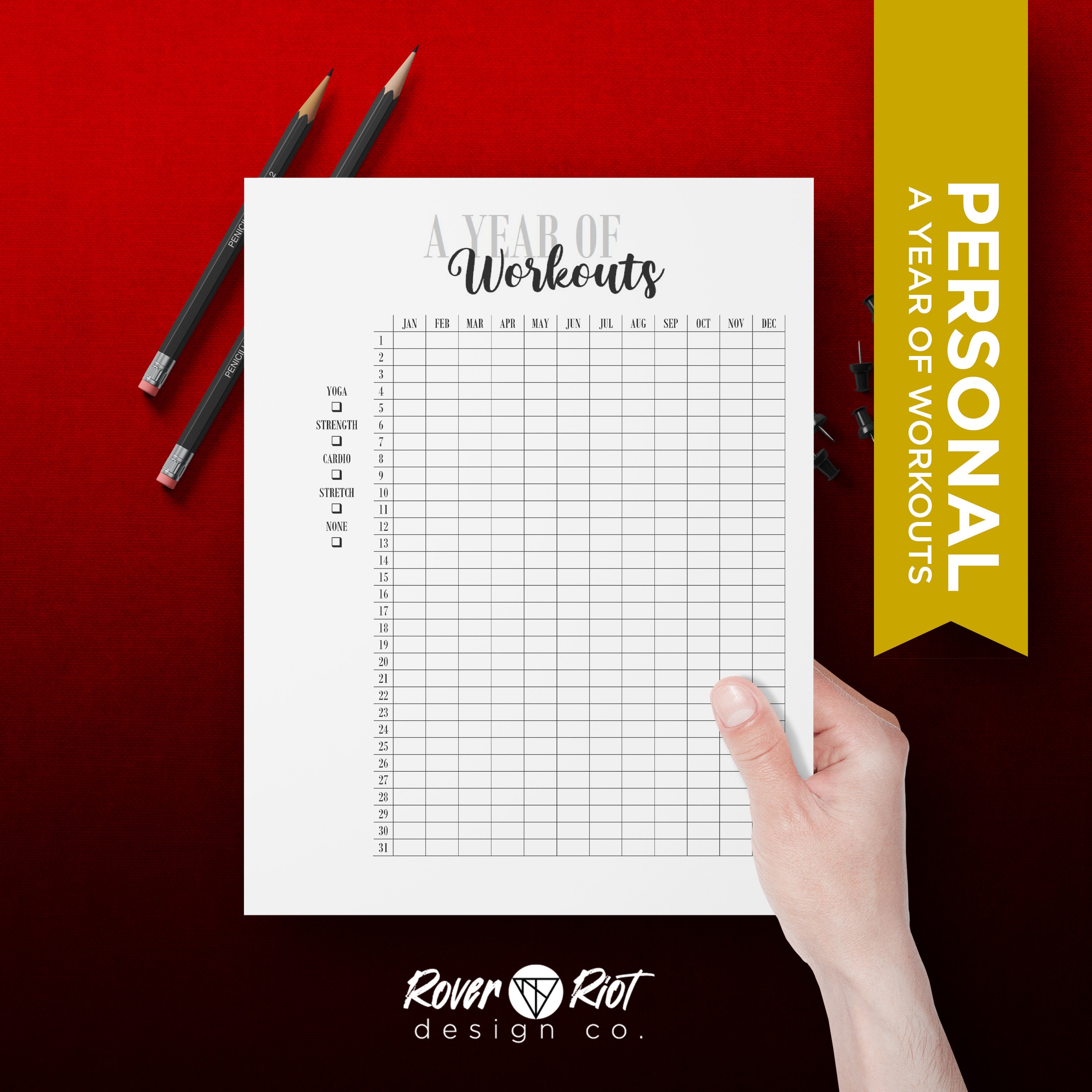 A Year of Workouts Tracker Printable Digital Download - Etsy