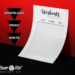 Yearly Workout Snapshot Tracker - Printable - Digital Download - Etsy