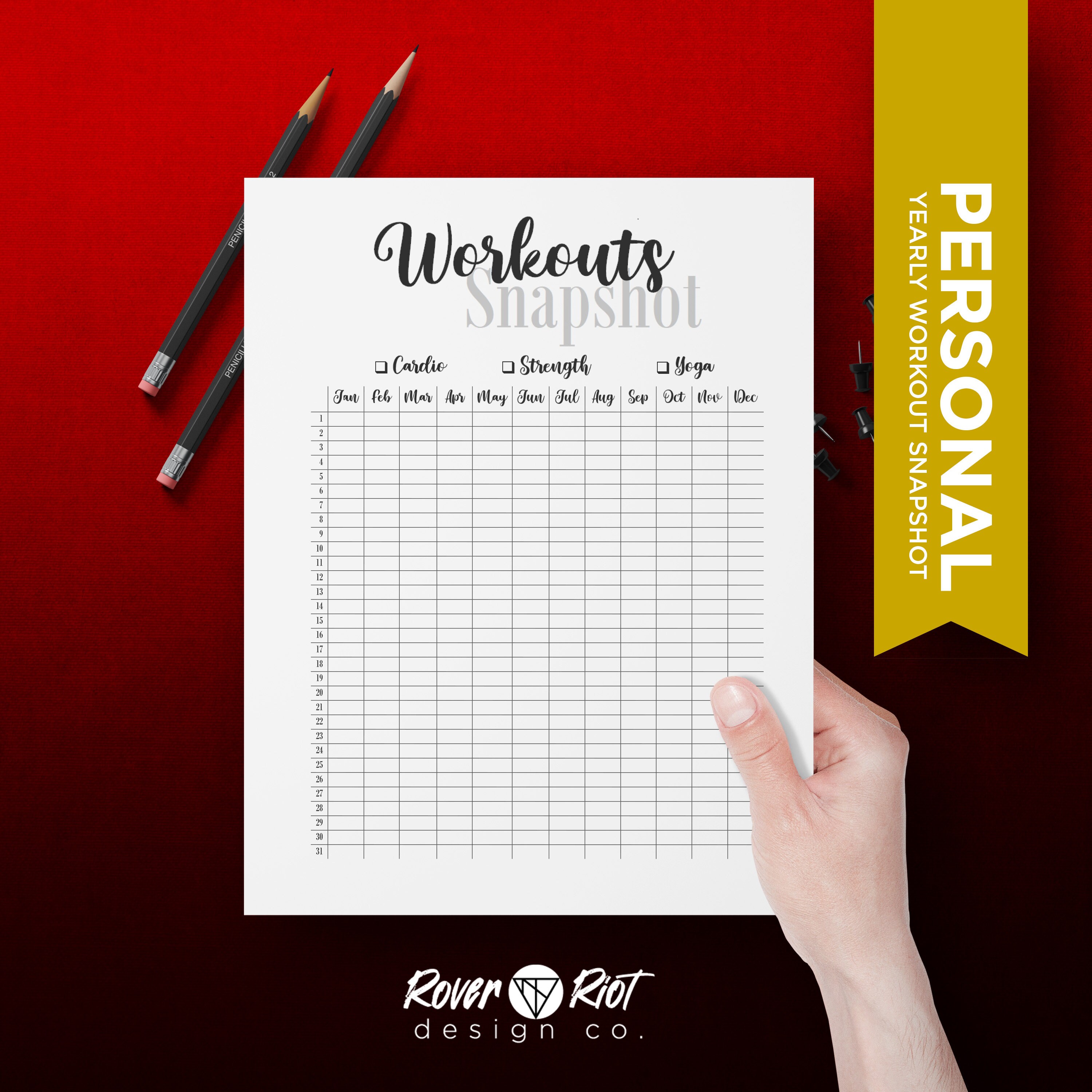 Yearly Workout Snapshot Tracker Printable Digital Download - Etsy