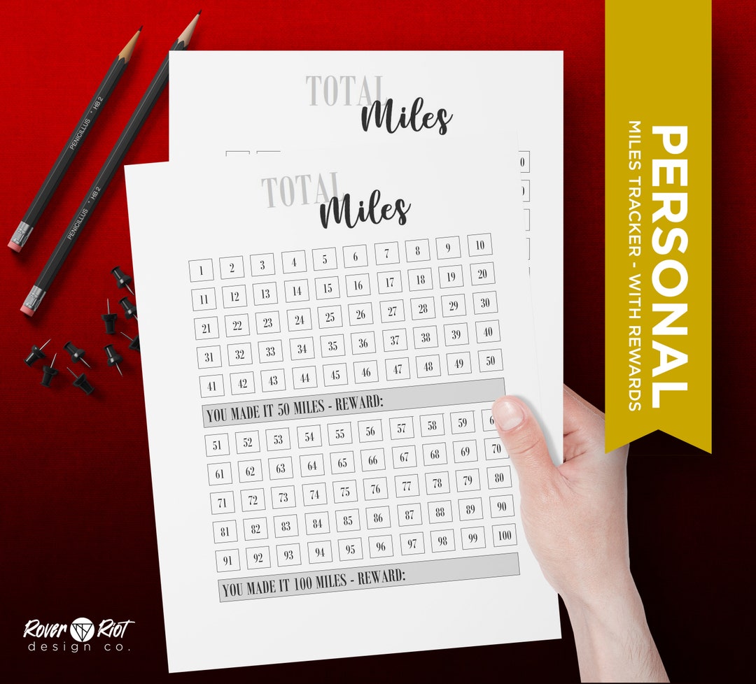 Miles Tracker 0-1000 - Printable - Digital Download - Etsy
