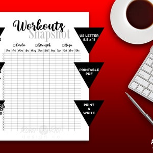 Yearly Workout Snapshot Tracker - Printable - Digital Download - Etsy