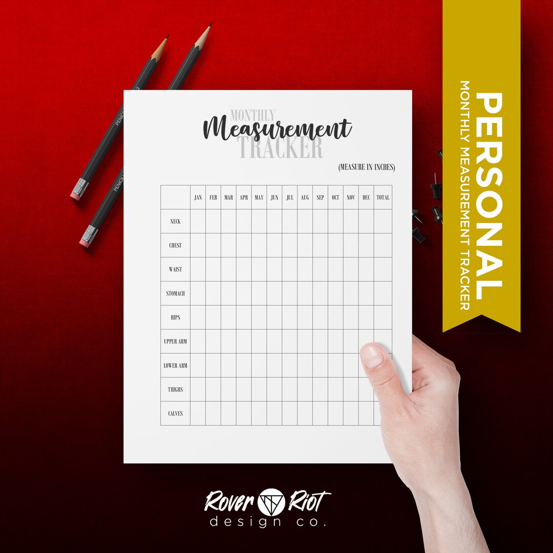 Monthly Measurement Tracker Printable Digital Download - Etsy