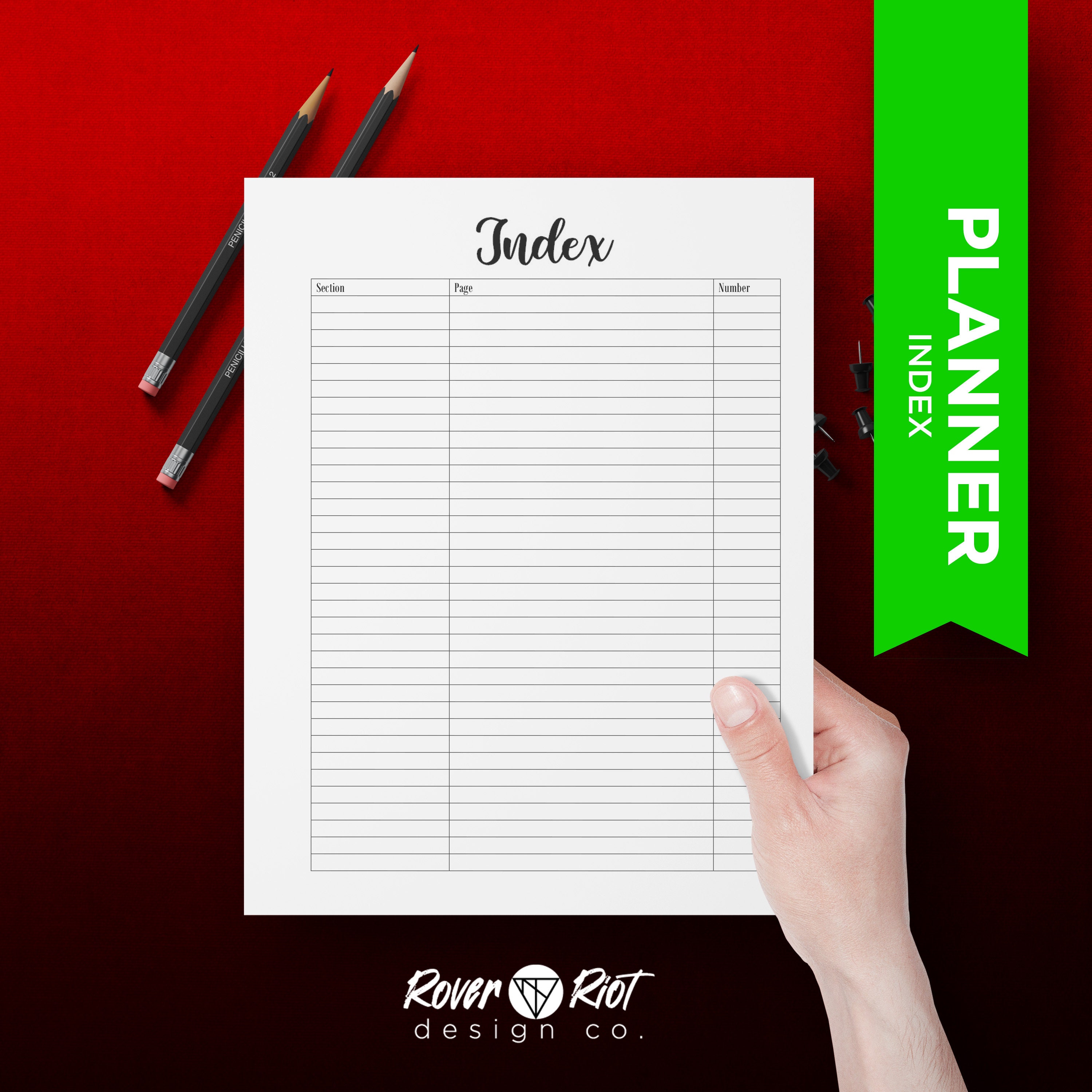 Index - Printable - Digital Download - Etsy