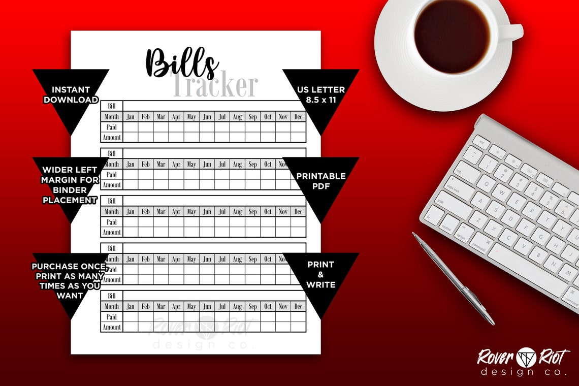 Bills Tracker - Printable - Digital Download - Etsy