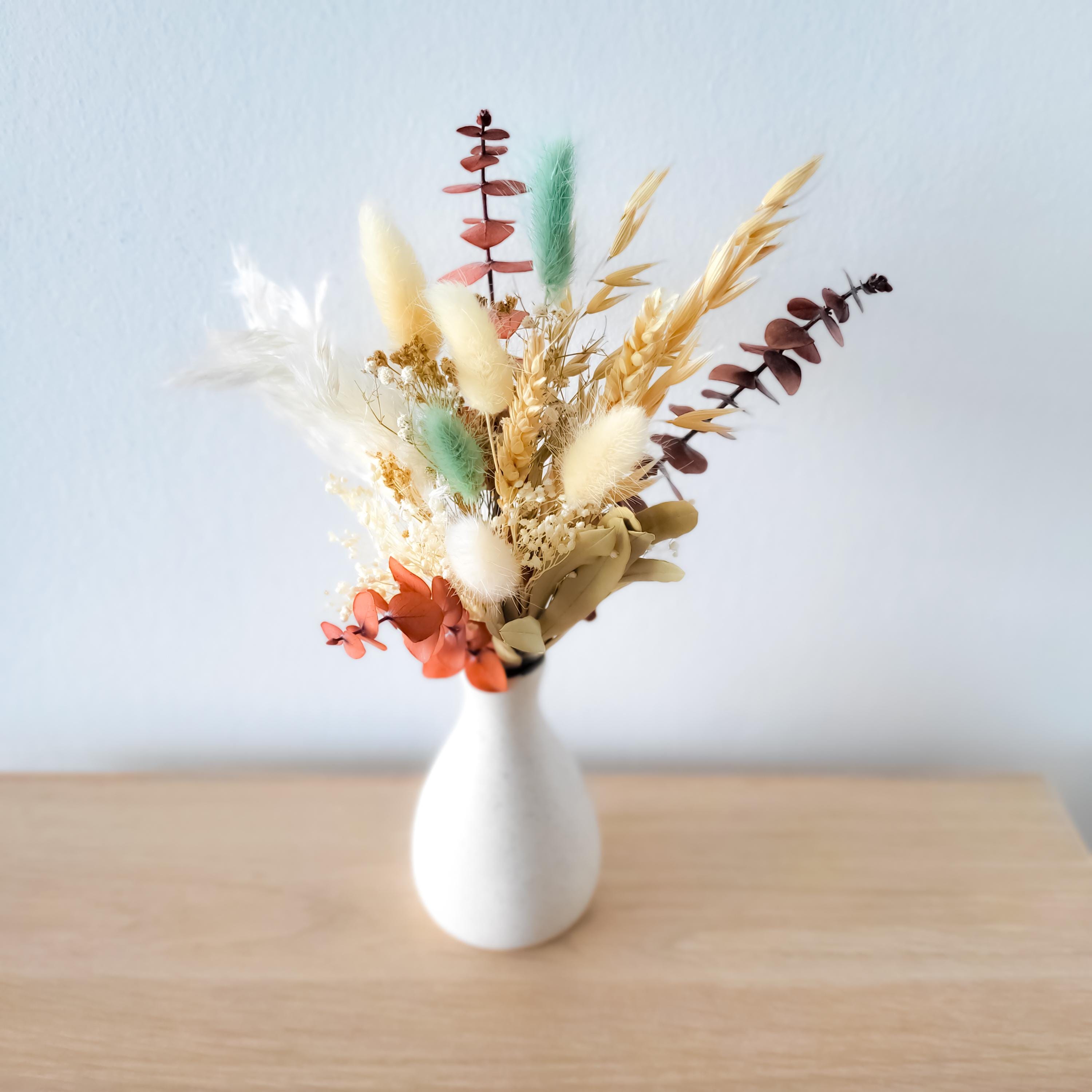 Mini Dried Floral Bouquet, Burnt Orange and White, Mini Dried Flower ...