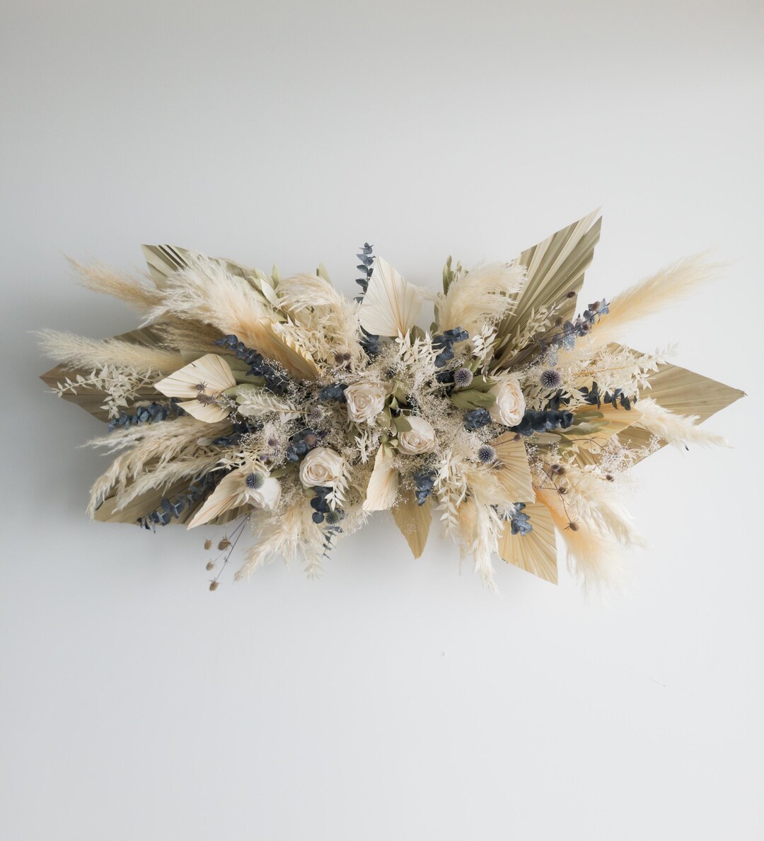 Blue and White Dried Flower Arch Arrangement, Boho Wedding Decor ...