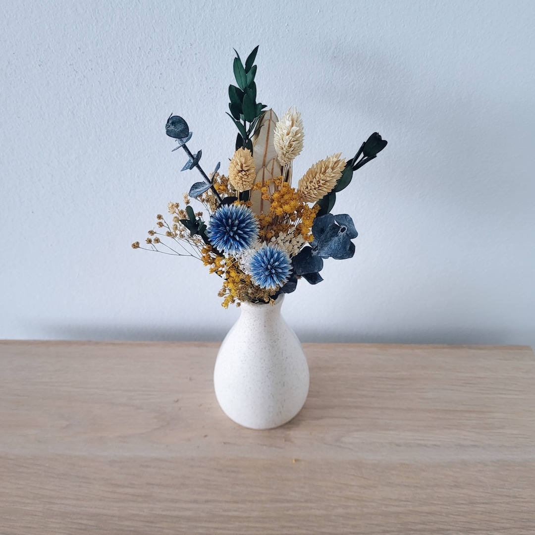Mini Dried Floral Bouquet, Mini Dried Flower in a Vase, Gift for Her ...