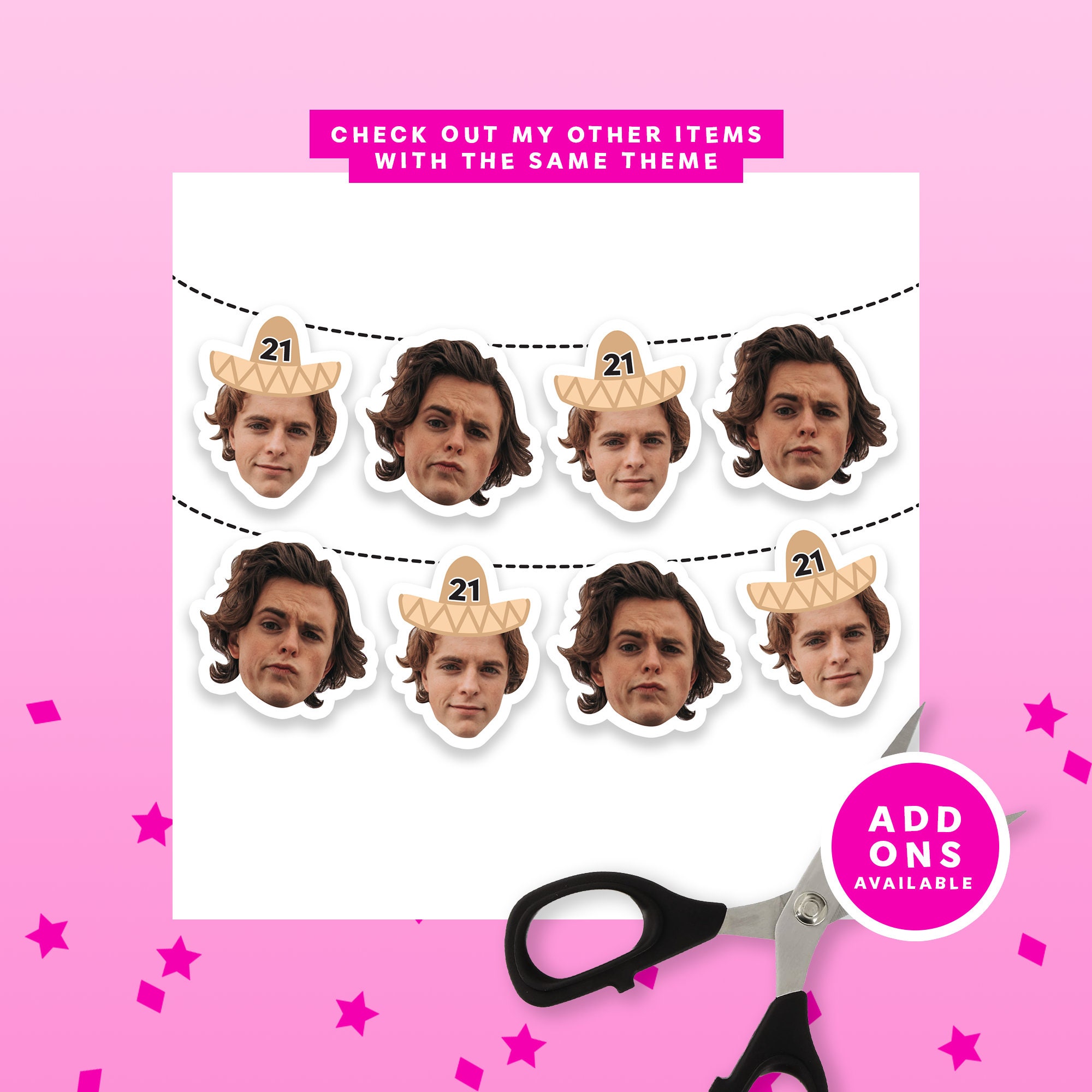 Custom Face Photo Digital Download Cupcake Topper / Printable Birthday ...