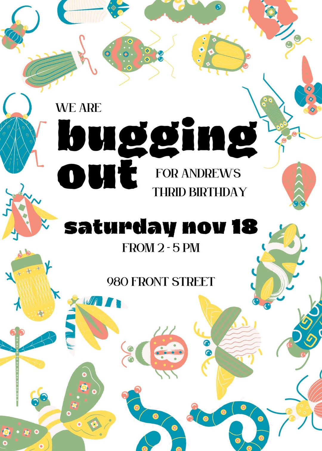 Bug Birthday Invitation | Bugging Out Birthday | Digital Download ...