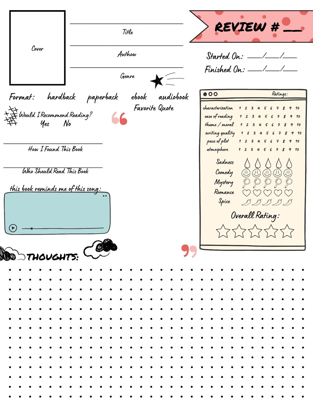 Book Review Template | Book Review Page | Book Journal Template for ...