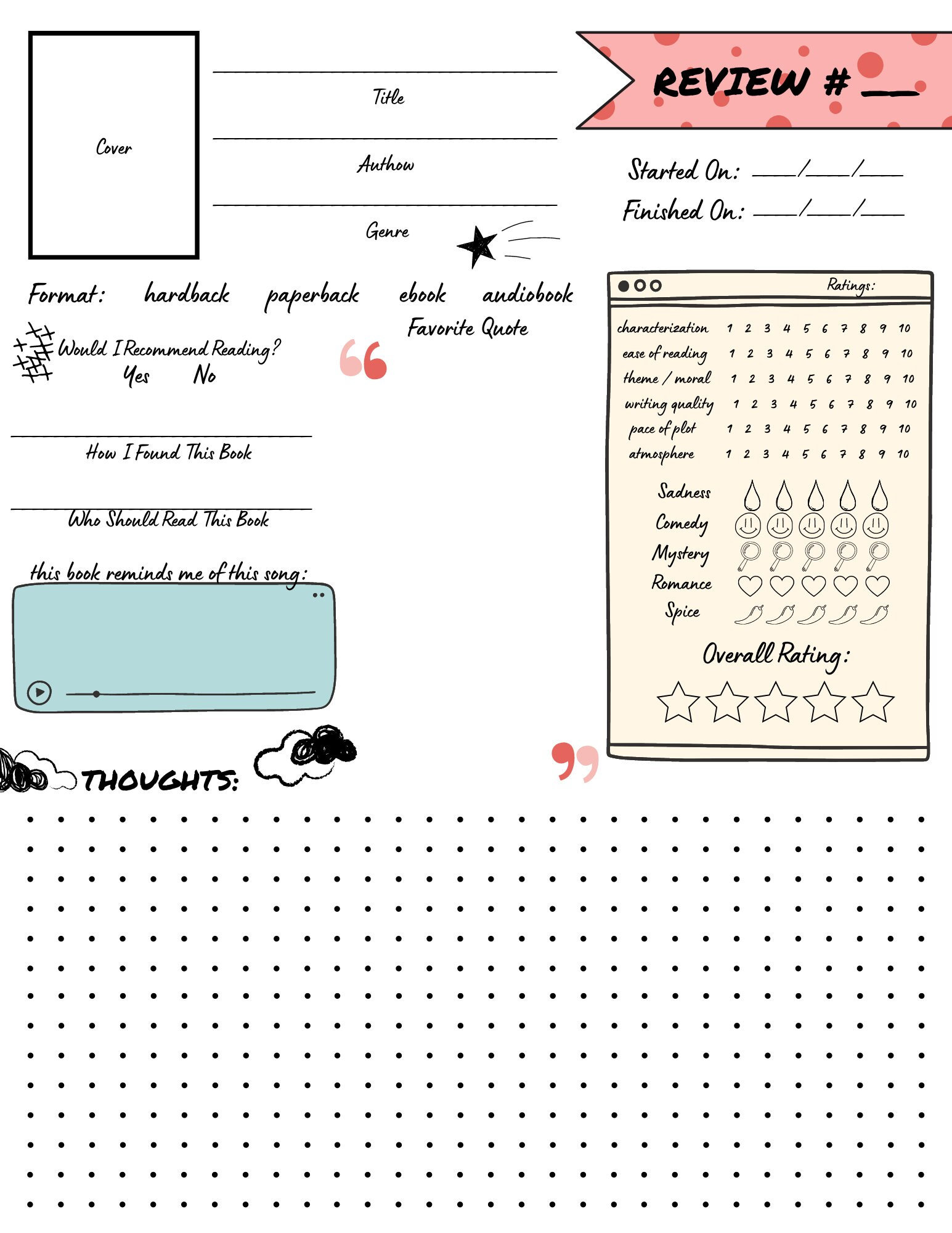 Book Review Template | Book Review Page | Book Journal Template for ...