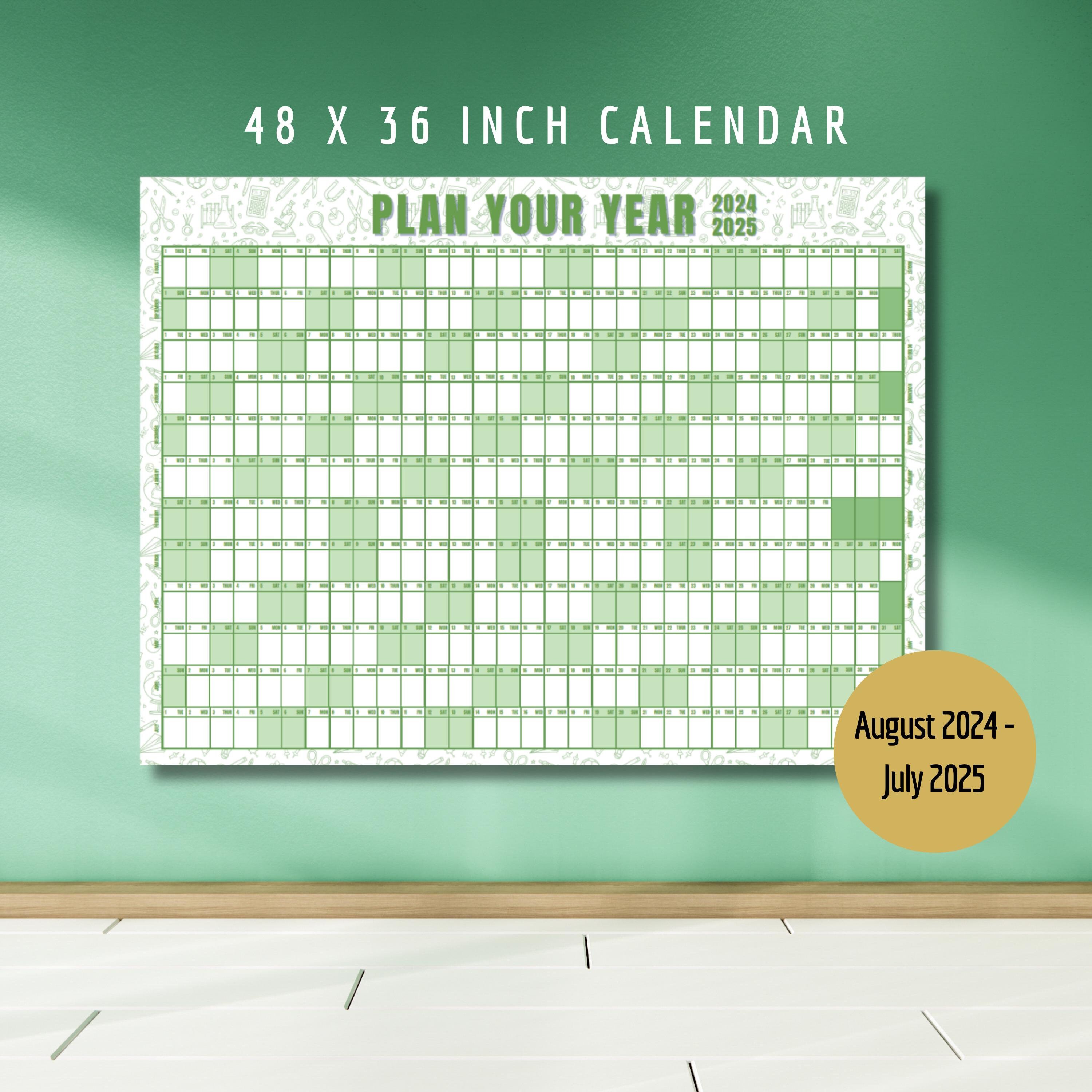 Huge 2024-2025 Calendar | August - July | Big Academic Wall Calendar ...