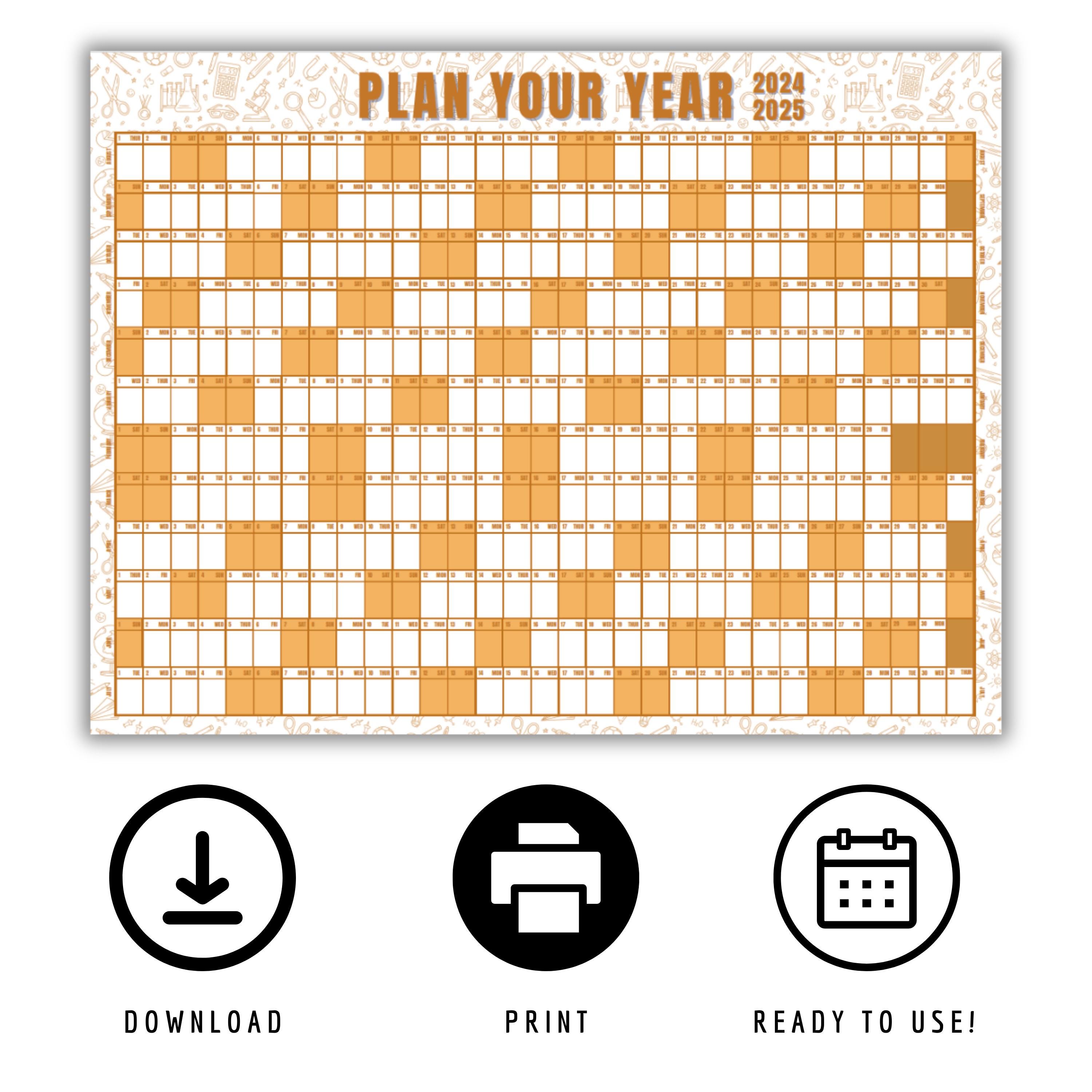 Huge 2024-2025 Calendar | August - July | Big Academic Wall Calendar ...