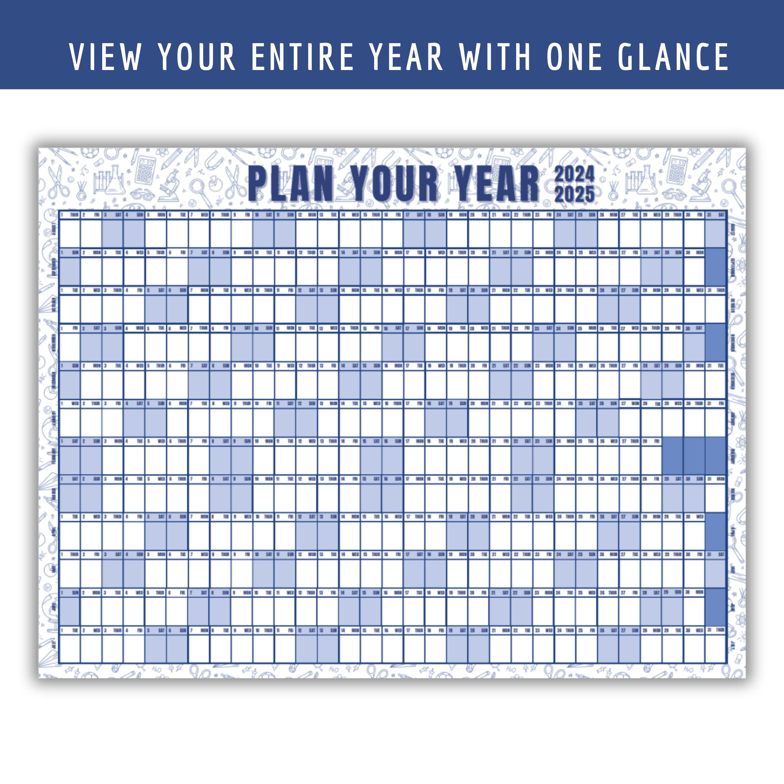 Huge 2024-2025 Calendar | August - July | Big Academic Wall Calendar ...