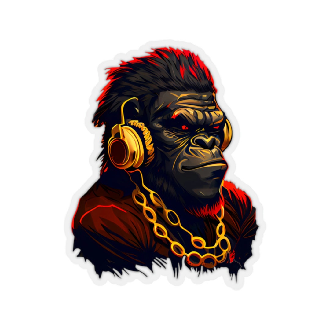 Gorilla Sticker, Monkey Sticker, Gorilla With Headphones, Gangster ...