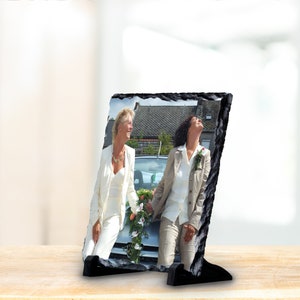 Slate Wedding Photo - PERSONALIZED Photo on Rock Slate Makes Beautiful ...