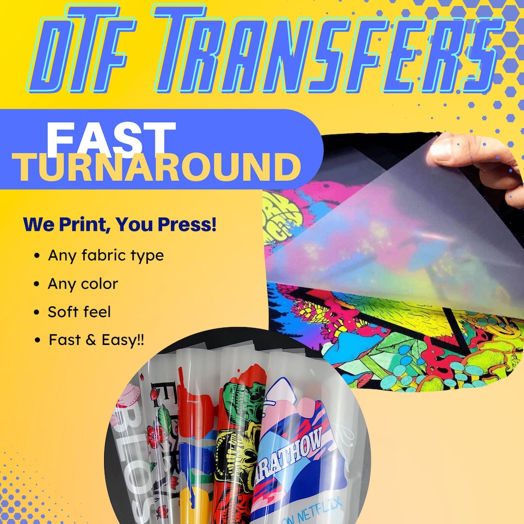 DTF Custom Transfers Direct to Film Just Press and Peel Fast Turnaround ...