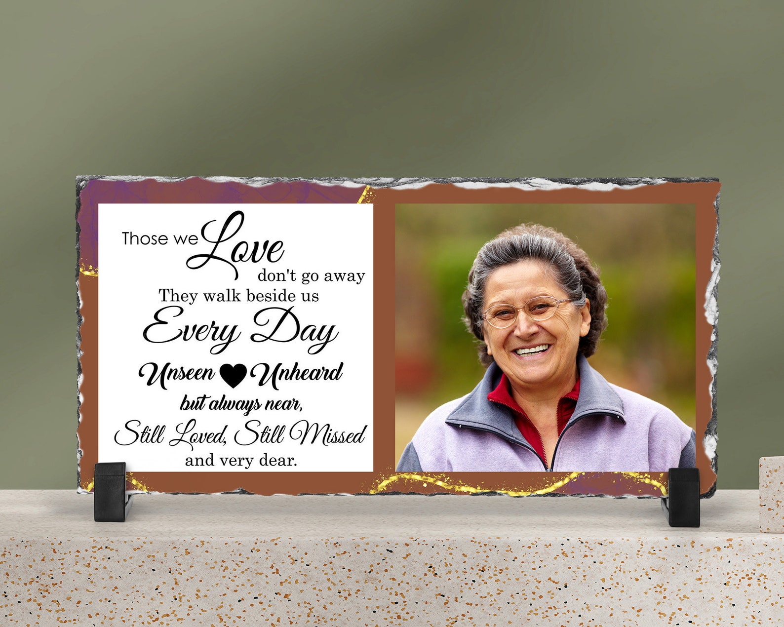 Custom Memorial Photo Slate - Personalize With Background Color, Script ...