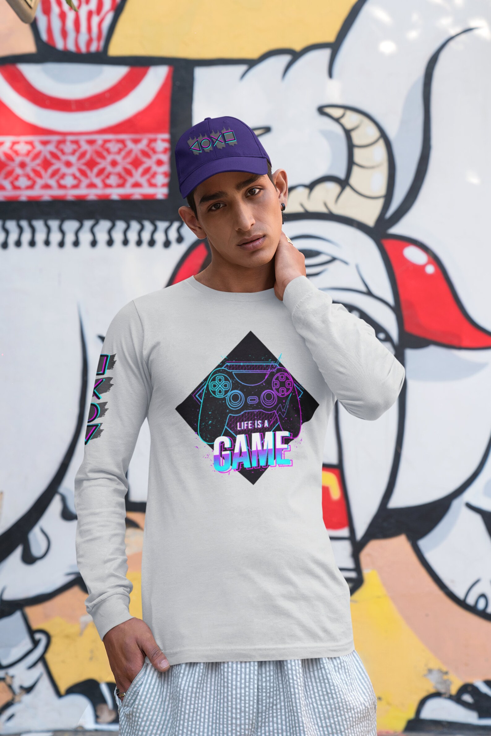 Gamer Shirt Life is a Game Long Sleeve Baby Blue or Ash - Etsy