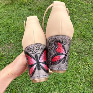 Customizable Hand-tooled Leather High Heels - Etsy