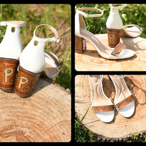 Customizable Hand-tooled Leather High Heels - Etsy