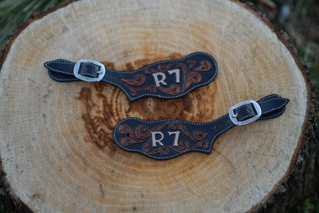 Customizable Hand-tooled Leather Spur Straps - Etsy