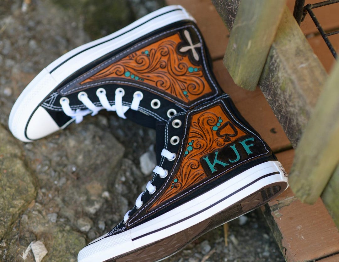 Customizable Hand-tooled Leather on Converse - Etsy