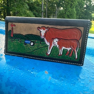 Customizable Hand-tooled Leather Checkbook Cover - Etsy
