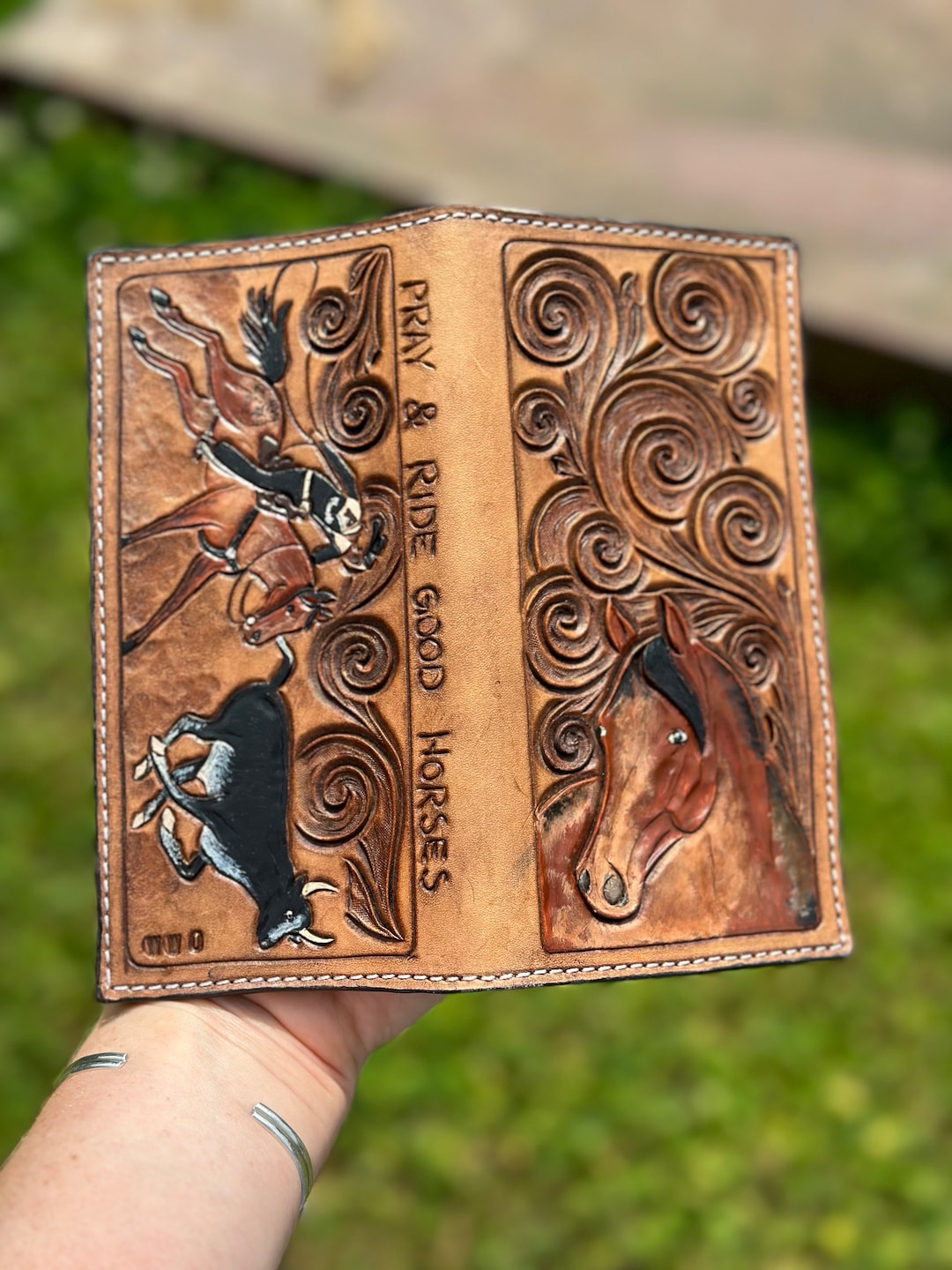Customizable Hand-tooled Leather Roper Wallet - Etsy