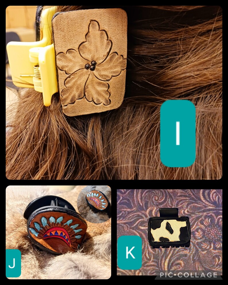 Customizable Hand-tooled Leather Claw Clips - Etsy