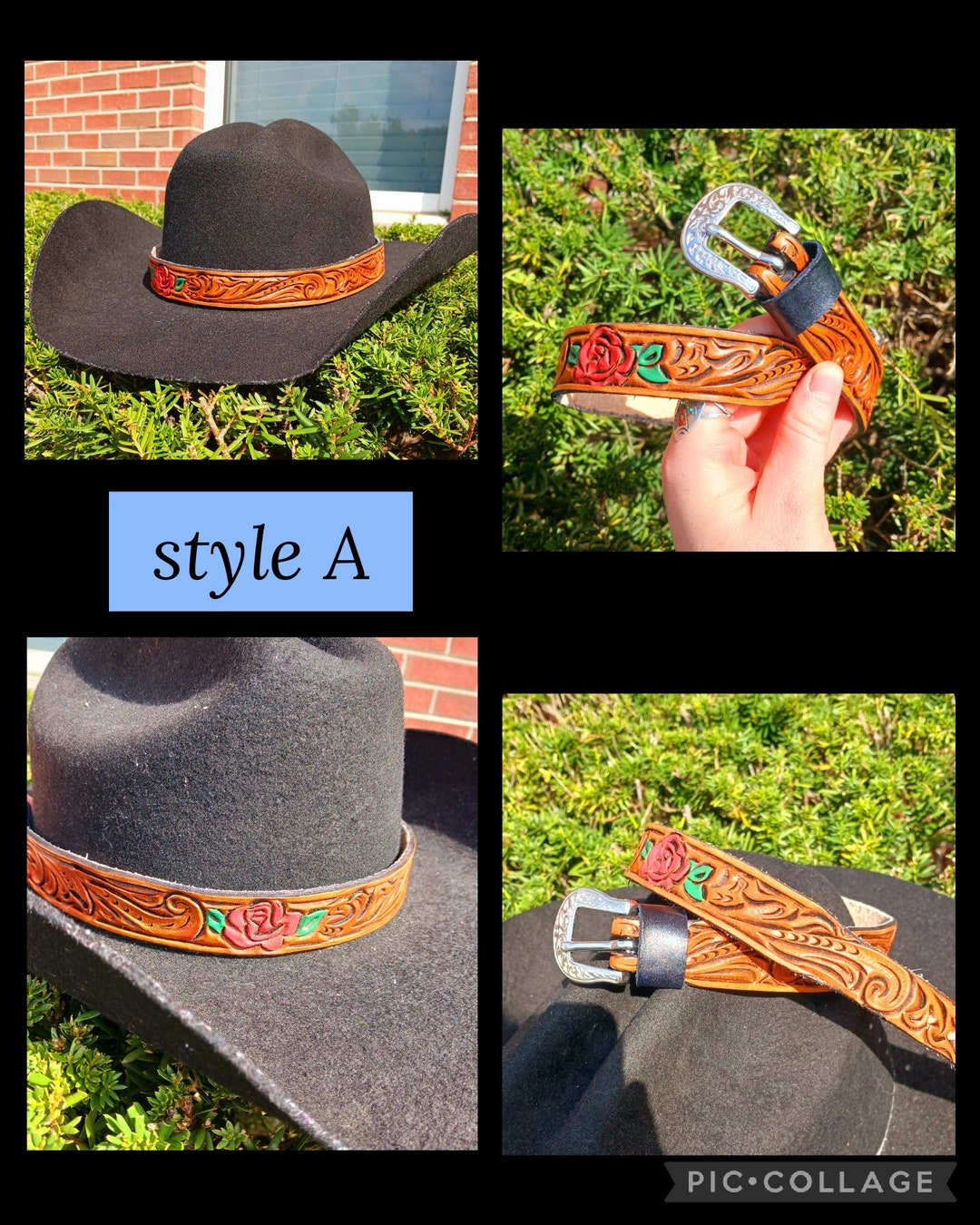 Customizable Hand-tooled Leather Hat Bands - Etsy