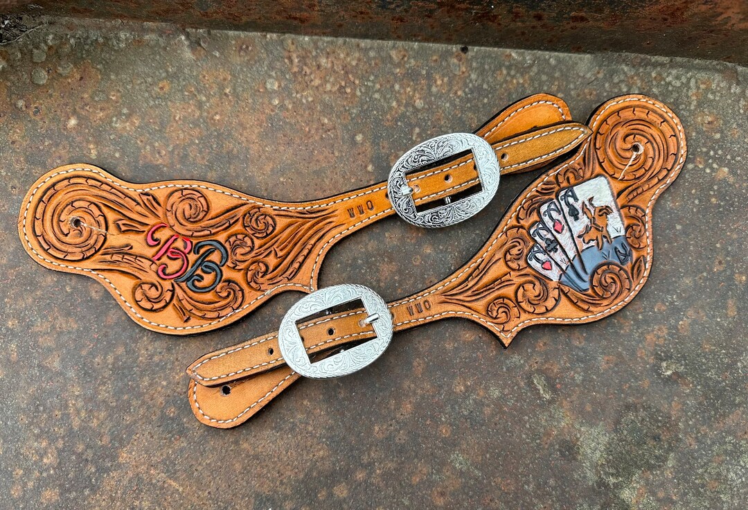 Customizable Hand-tooled Leather Spur Straps - Etsy