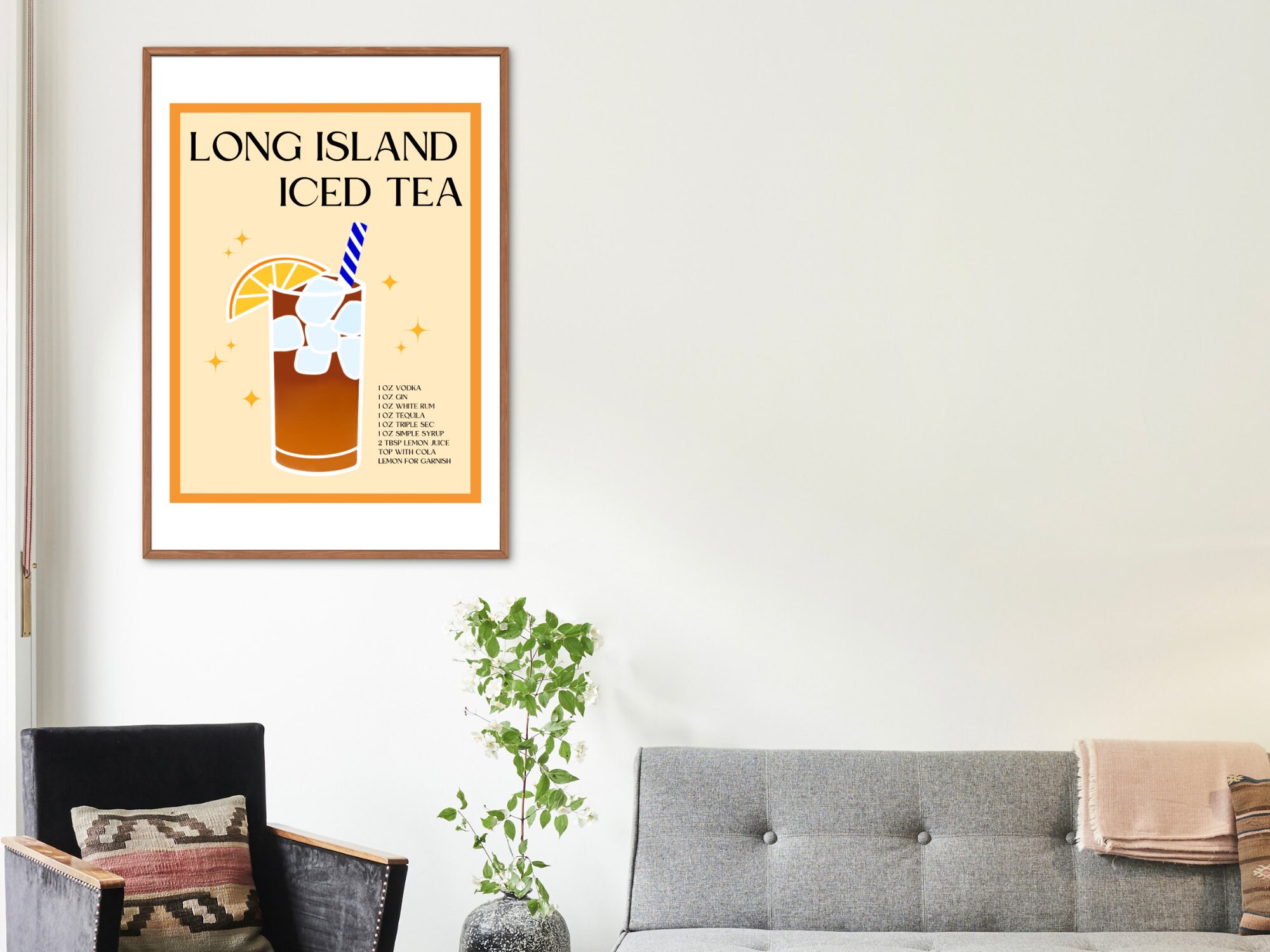 Long Island Iced Tea Print, Bar Cart Decor, Cocktail Recipe Art Print ...