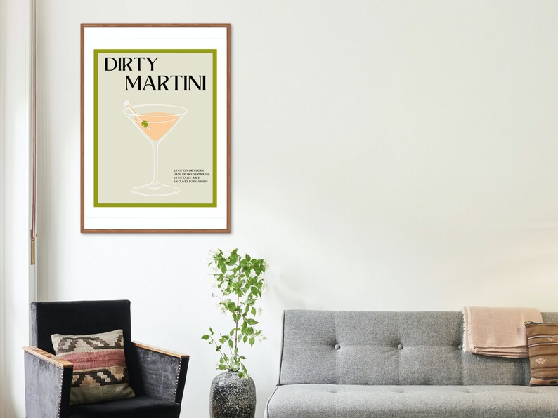 Martini Print Set of Two, Dirty Martini Art, Espresso Martini Poster ...
