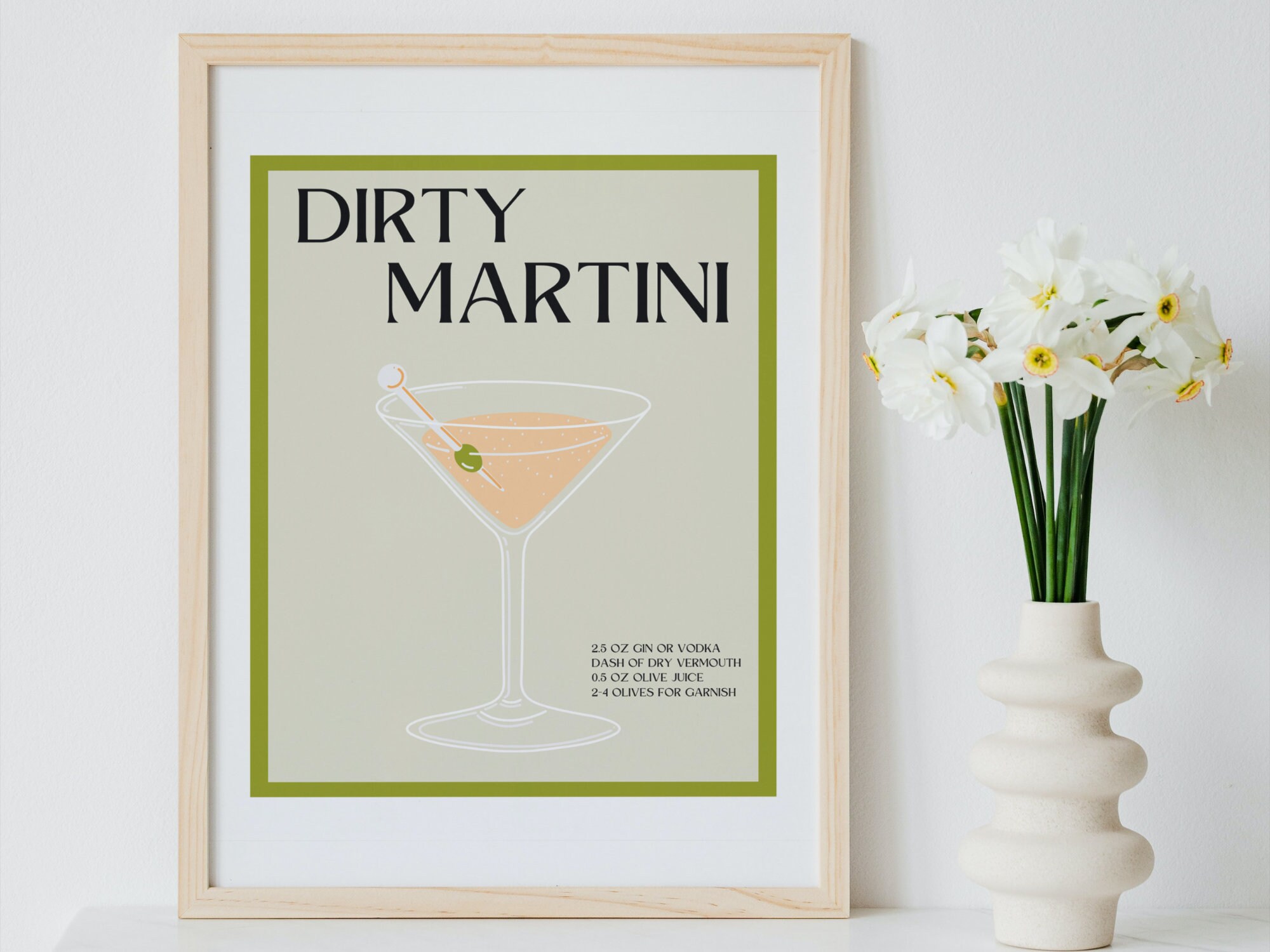 Martini Print Set of Two, Dirty Martini Art, Espresso Martini Poster ...