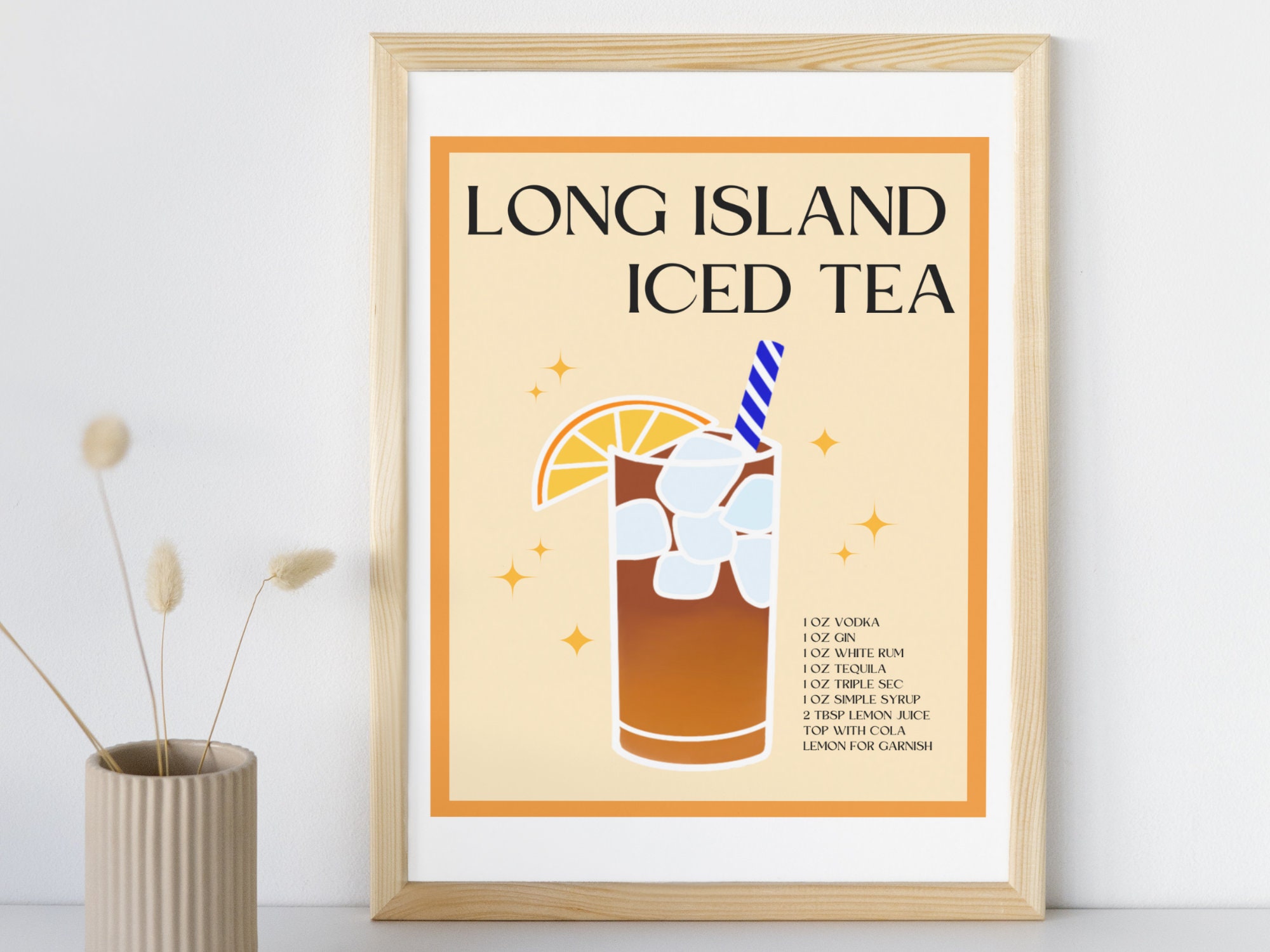 Long Island Iced Tea Print, Bar Cart Decor, Cocktail Recipe Art Print ...