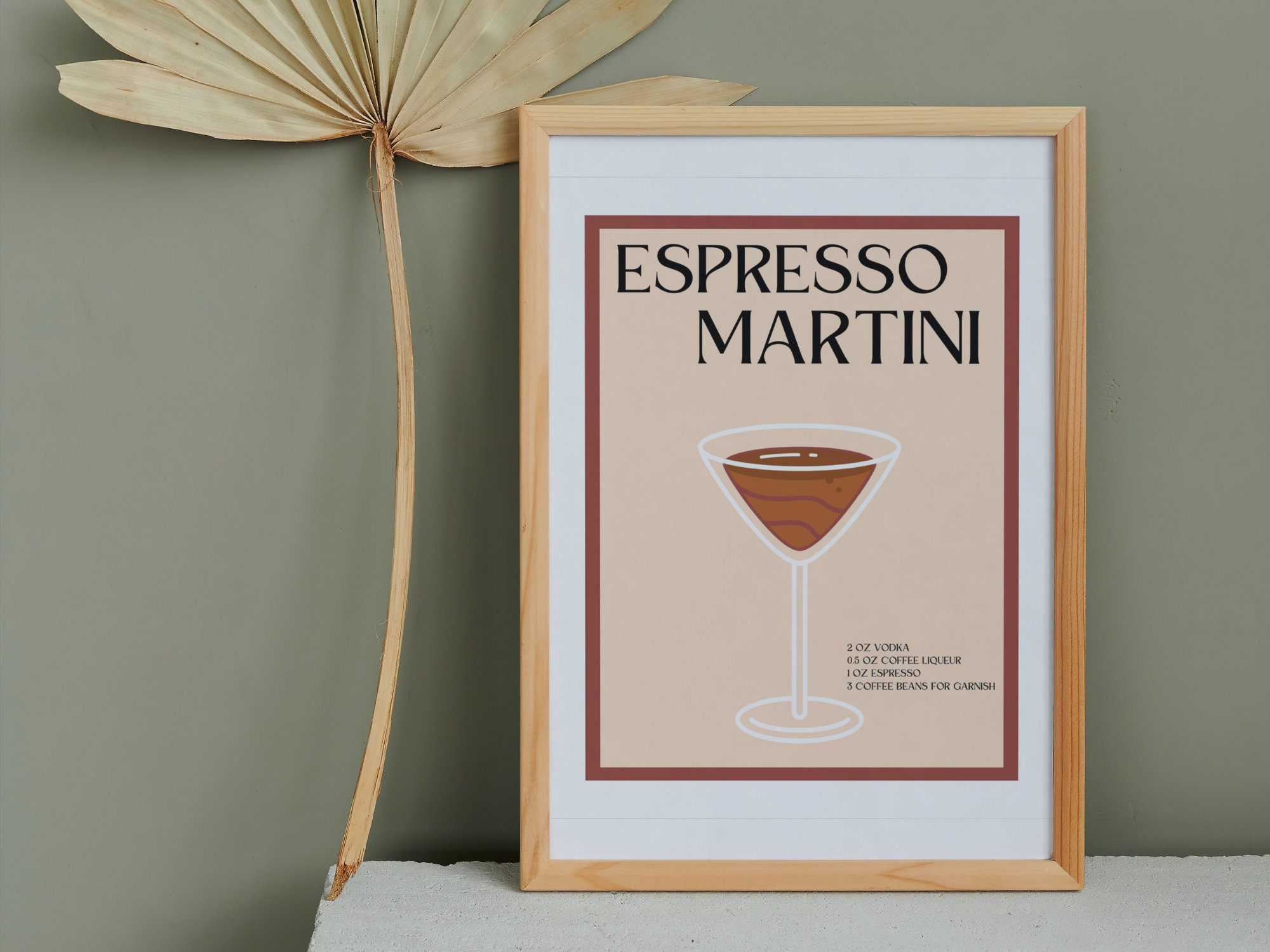 Martini Print Set of Two, Dirty Martini Art, Espresso Martini Poster ...