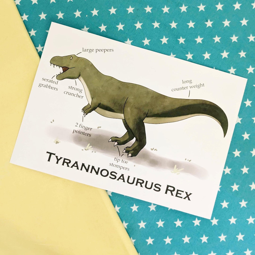 A5 Tyrannosaurus Rex Print, Scientifically Labelled Paleontology Gift ...