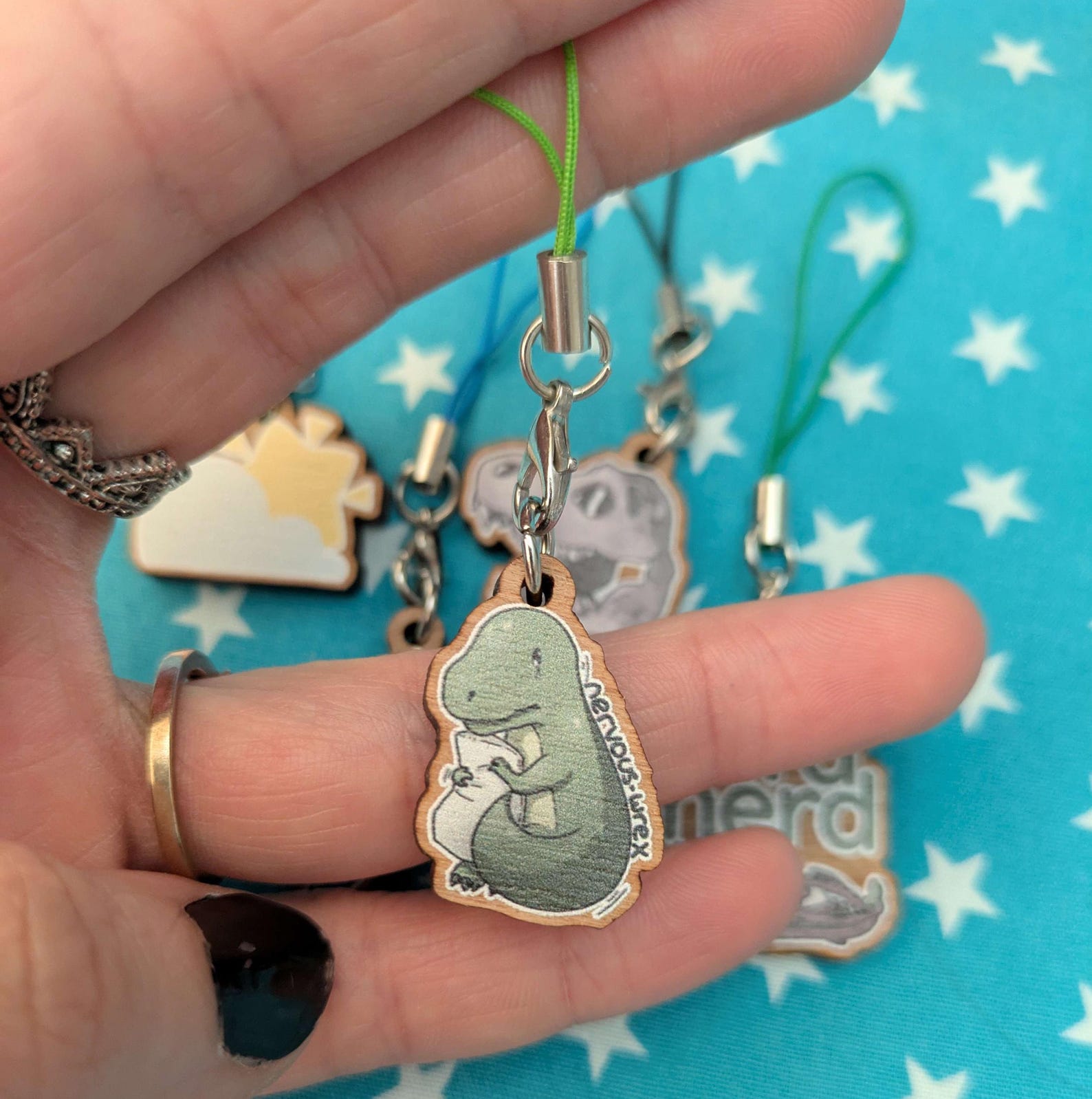 Wooden Phone Charms - 5 Bird and Dinosaur Themed Designs - Etsy