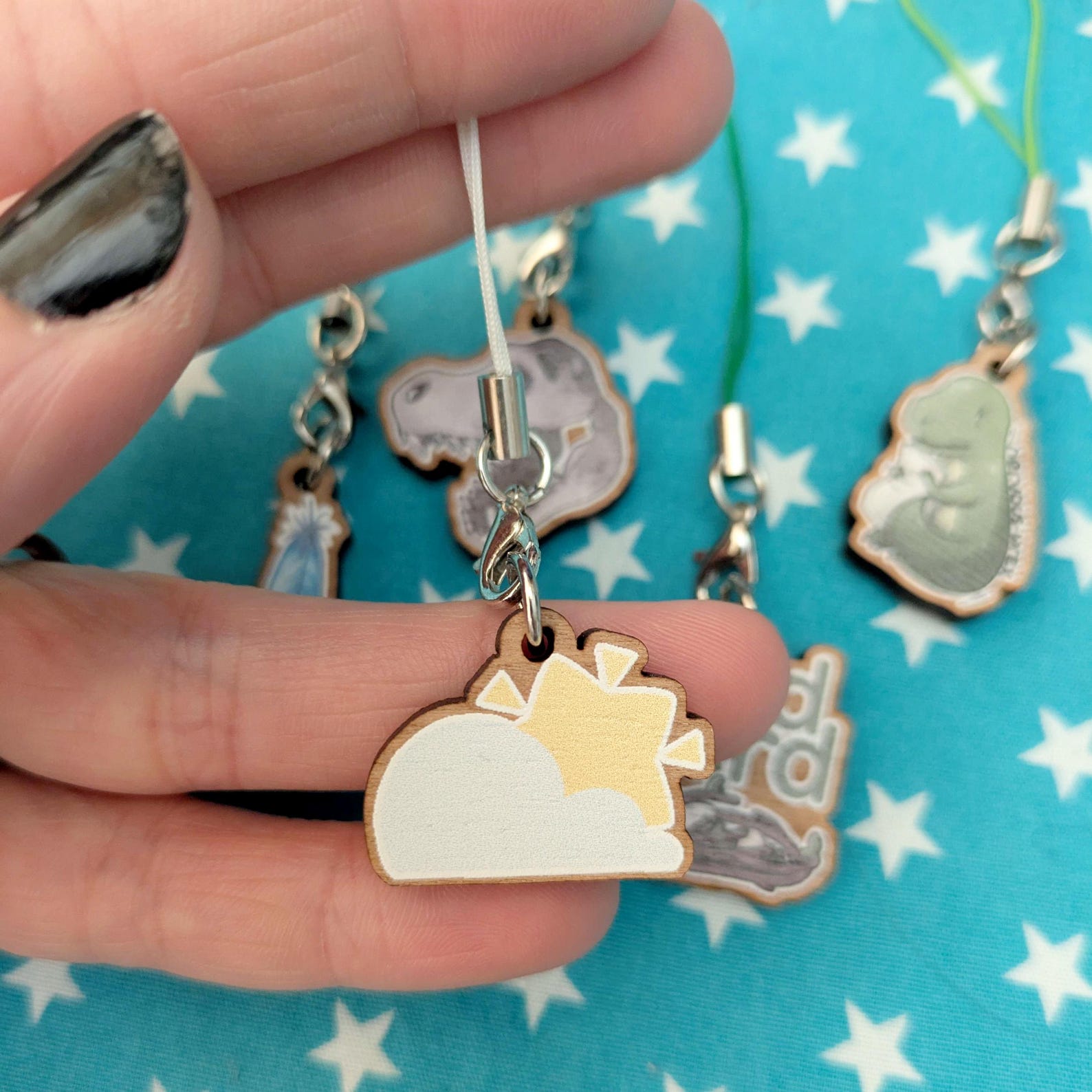 Wooden Phone Charms - 5 Bird and Dinosaur Themed Designs - Etsy