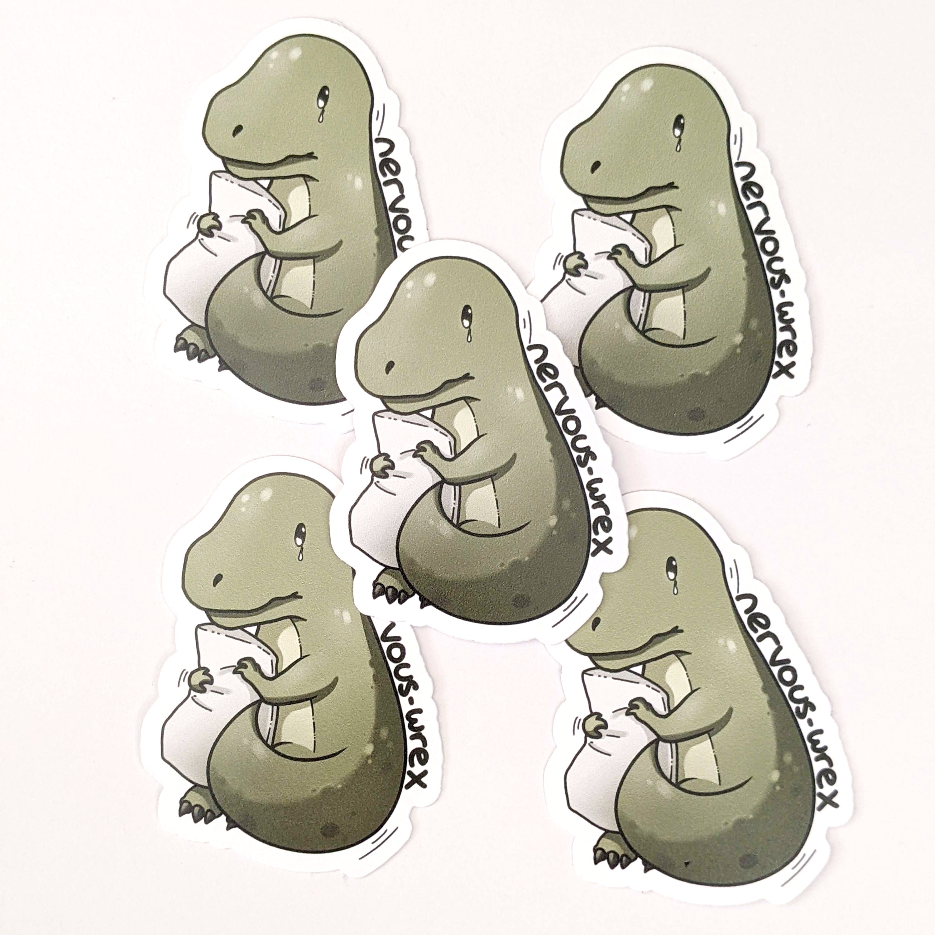 Nervous Wrex Anxious Trex Sticker, Neurodivergent, Mental Health ...